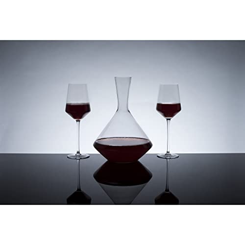 Viski Raye Angled Crystal Bordeaux Wine Glasses Set of 2 - Premium Crystal Clear Glass, Modern Stemmed, Flat Bottom Red Wine Gift Set - 16oz