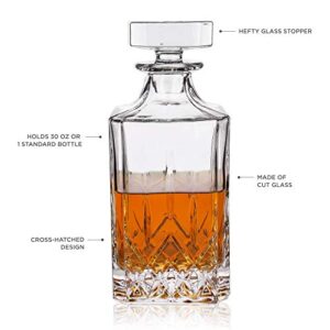 Viski Admiral 30 oz Liquor Decanter | Crystal Glass Liquor Dispenser for Whisky, Bourbon, Tequila, Brandy – Gift for Liquor Lovers