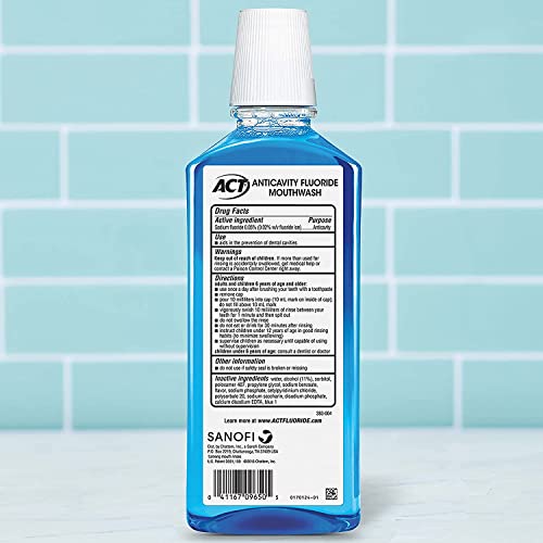 ACT Total Care Anticavity Fluoride Mouthwash Icy Clean Mint 18 oz (Pack of 2)