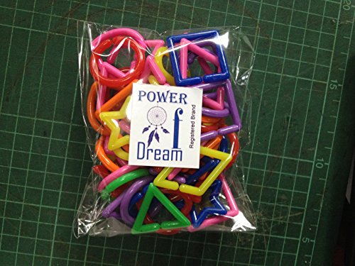 Power of Dream Big Mixed Shape C Chain Links Plastic Neon Toy DIY 50 Pcs Y06