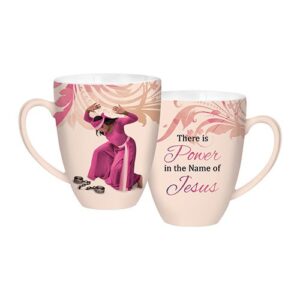 african american expressions - power in name of jesus mug (15 oz.) chmug23, pink