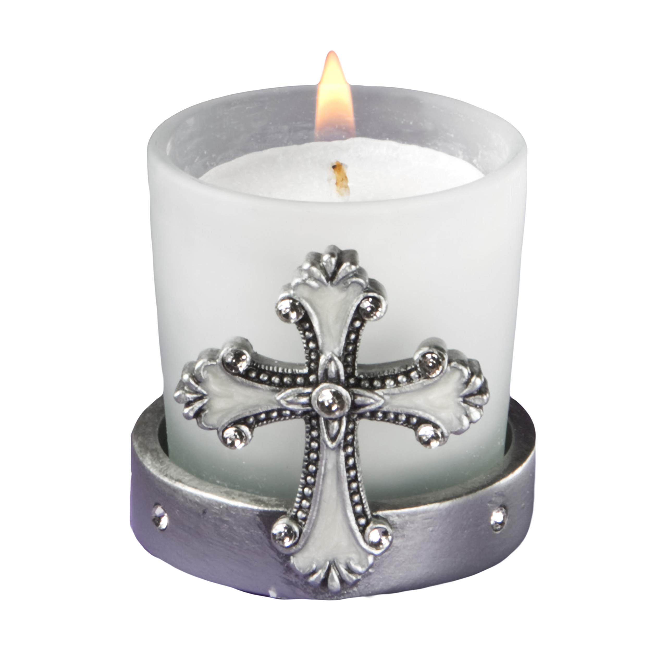 FASHIONCRAFT 5444 Regal Favor Collection Cross Themed Candle Holders, Votive Candle Holders – Religious Favor, Set of 12