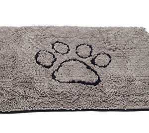 Dog Gone Smart Dirty Dog Microfiber Paw Doormat - Super Absorbent Dog Mat Keeps Paws & Floors Clean - Machine Washable Pet Door Rugs with Non-Slip Backing | Medium Grey