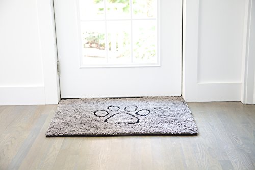 Dog Gone Smart Dirty Dog Microfiber Paw Doormat - Super Absorbent Dog Mat Keeps Paws & Floors Clean - Machine Washable Pet Door Rugs with Non-Slip Backing | Medium Grey