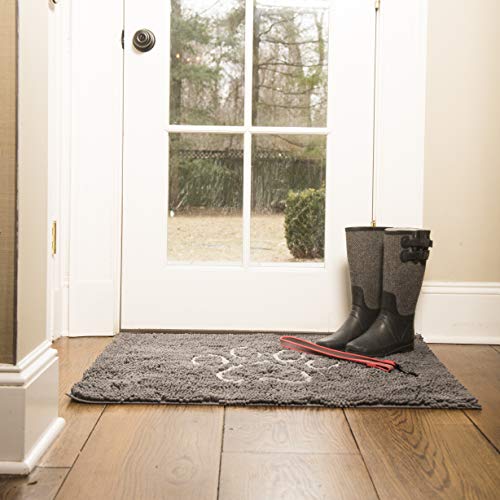 Dog Gone Smart Dirty Dog Microfiber Paw Doormat - Super Absorbent Dog Mat Keeps Paws & Floors Clean - Machine Washable Pet Door Rugs with Non-Slip Backing | Medium Grey