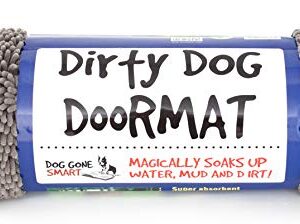 Dog Gone Smart Dirty Dog Microfiber Paw Doormat - Super Absorbent Dog Mat Keeps Paws & Floors Clean - Machine Washable Pet Door Rugs with Non-Slip Backing | Medium Grey