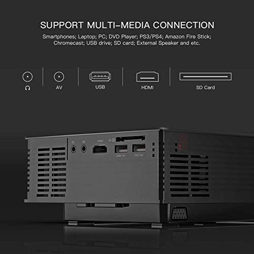 Taotaole Multimedia Mini Portable LCD LED Projection Home Cinema Theater Projector with HDMI USB VGA AV