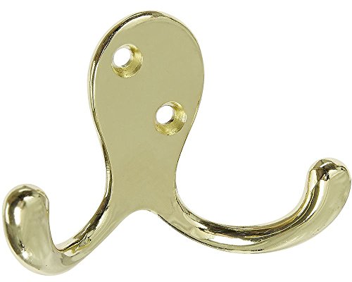 National Hardware N830-151 Polished Brass Double Prong Robe Hook