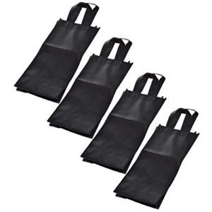 Cosmos 4 Pack Non-Woven 2-Bottle Wine Tote Bag Holder, Reusable Gift Bag - Black