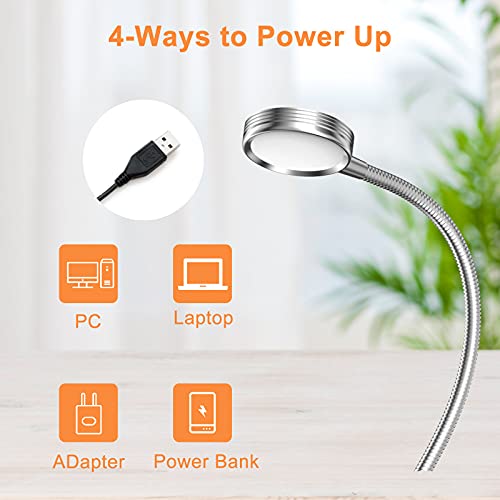 LEPOWER Clip on Light/Book Light/Reading Light with 2 Color Changeable/Night Light Clip on for Desk, Bed Headboard and Computers (Silver)