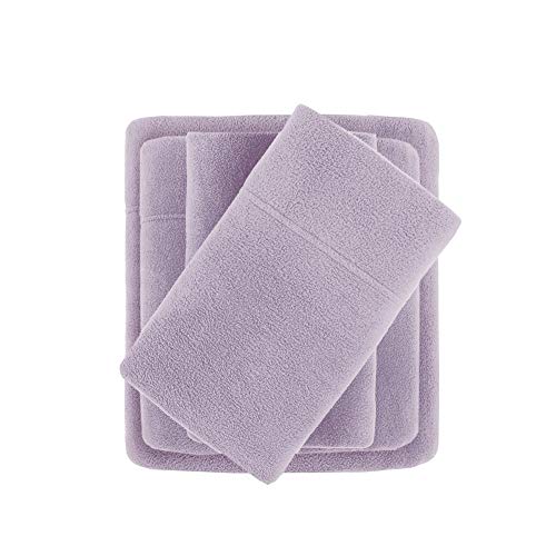 Sleep Philosophy True North Micro Fleece Bed Sheet Set, Warm, Sheets with 14" Deep Pocket, for Cold Season Cozy Sheet-Set, Matching Pillow Case, Twin, Lavender, 3 Piece