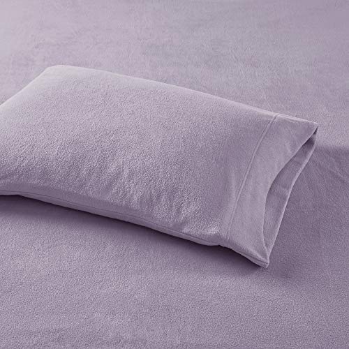 Sleep Philosophy True North Micro Fleece Bed Sheet Set, Warm, Sheets with 14" Deep Pocket, for Cold Season Cozy Sheet-Set, Matching Pillow Case, Twin, Lavender, 3 Piece