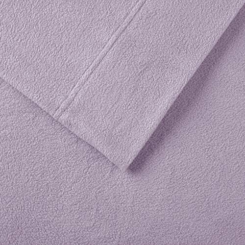 Sleep Philosophy True North Micro Fleece Bed Sheet Set, Warm, Sheets with 14" Deep Pocket, for Cold Season Cozy Sheet-Set, Matching Pillow Case, Twin, Lavender, 3 Piece