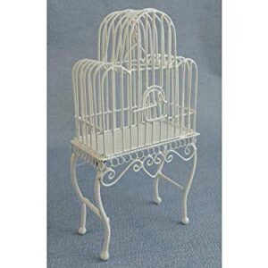 Melody Jane Dolls Houses House Miniature Victorian Pet Accessory White Wire Wrought Iron Bird Cage