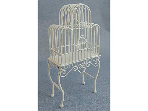 Melody Jane Dolls Houses House Miniature Victorian Pet Accessory White Wire Wrought Iron Bird Cage