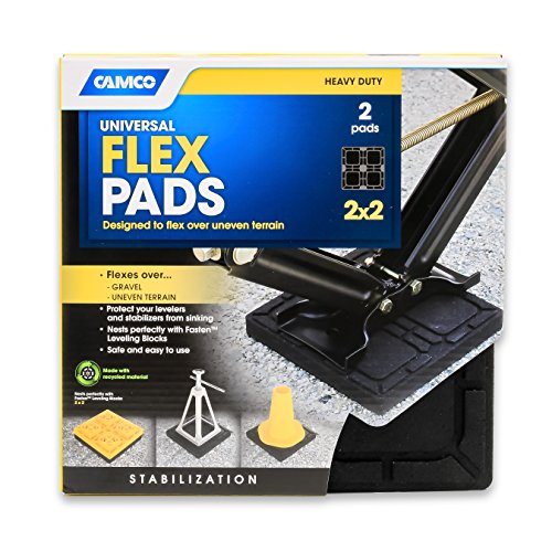 Camco Camper/RV Leveling Block Flex Pad | Features Flexible Non-Slip Design & Crafted of UV-Resistant Weatherproof Recycled Material | Great for Gravel, Tree Roots, and Uneven Surfaces | 2-Pk (44600)