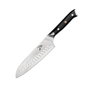 zelite infinity santoku knife 7 inch, santoku chef knife, japanese chef knife, japanese knife, chopping knife, santoku knives - japanese aus-10 super steel 67-layer damascus knife - razor sharp knife