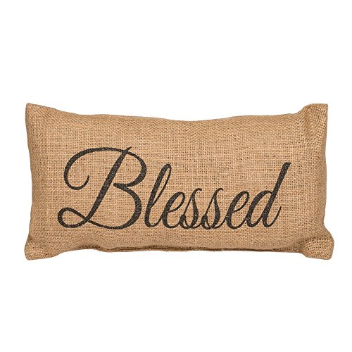 Small Burlap Blessed Country Pillow