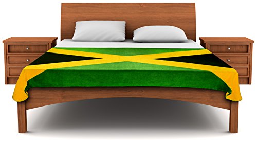 Fuzzy FlagsTM Fleece Jamaican Flag Blanket - 80-inch x 50-inch Oversized Flag of Jamaica Travel Throw Cover