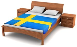 fuzzy flagstm sweden flag fleece blanket - 80-inches x 50-inches - oversized swedish flag travel throw cover