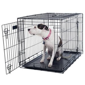 36-inch dog crate - double door pet kennel with divider panel - foldable dog cage with carry handle for portability and storage by petmaker (black)