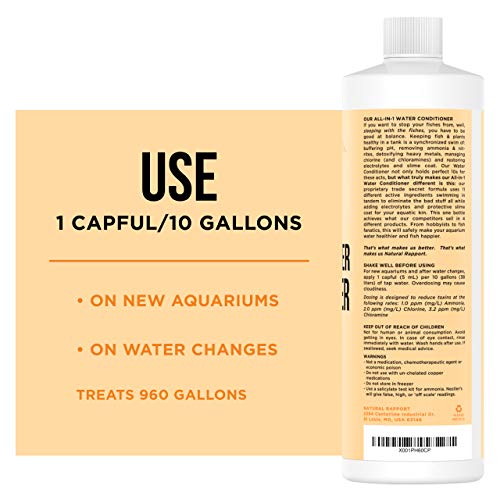 Natural Rapport Aquarium Water Conditioner - The Only All-in-1 Water Conditioner Fish Need - Naturally Detoxifies and Removes Ammonia, Nitrite, Chlorine, and Chloramine (16 fl oz.)