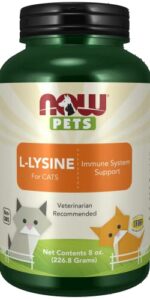 now pet health, l-lysine supplement, powder, formulated for cats, nasc certified, 8-ounce