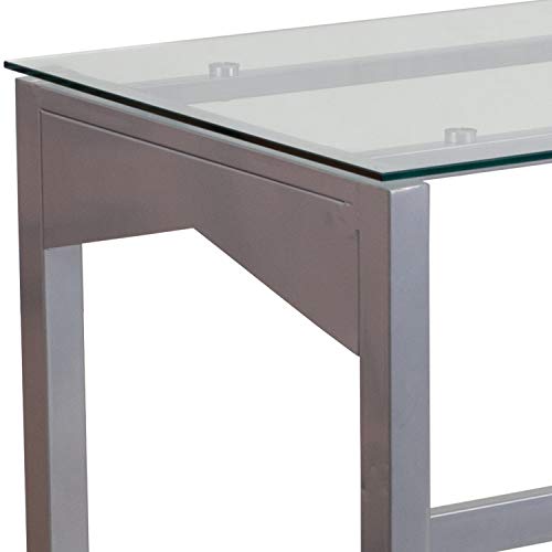 Flash Furniture Jayden Contemporary Clear Tempered Glass Desk with Geometric Sides