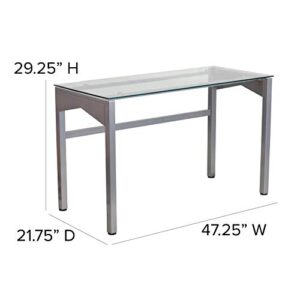 Flash Furniture Jayden Contemporary Clear Tempered Glass Desk with Geometric Sides