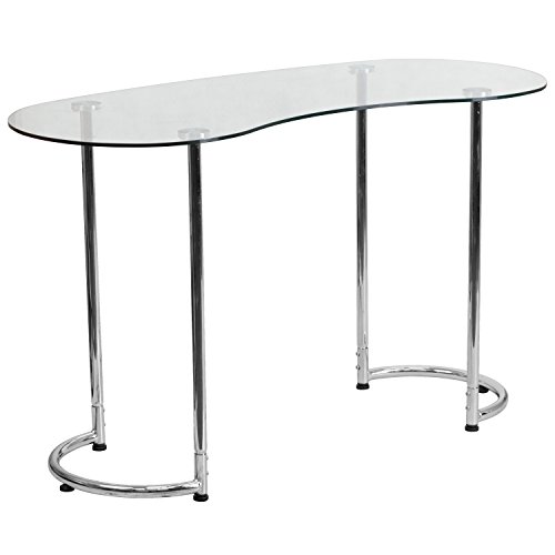 Flash Furniture Contemporary Desk with Curvaceous Clear Tempered Glass