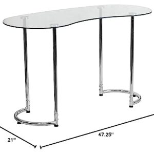 Flash Furniture Contemporary Desk with Curvaceous Clear Tempered Glass