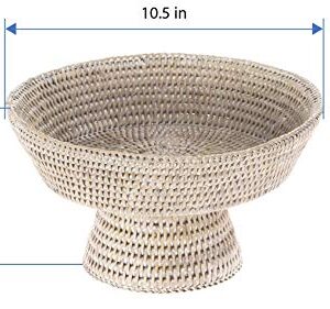 KOUBOO La Jolla Rattan Fruit Bowl, 10.5 inches x 10.5 inches x 6 inches, White Wash