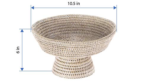 KOUBOO La Jolla Rattan Fruit Bowl, 10.5 inches x 10.5 inches x 6 inches, White Wash