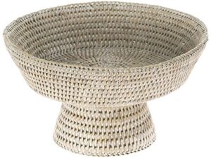 kouboo la jolla rattan fruit bowl, 10.5 inches x 10.5 inches x 6 inches, white wash