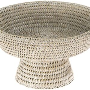 KOUBOO La Jolla Rattan Fruit Bowl, 10.5 inches x 10.5 inches x 6 inches, White Wash