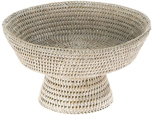 KOUBOO La Jolla Rattan Fruit Bowl, 10.5 inches x 10.5 inches x 6 inches, White Wash