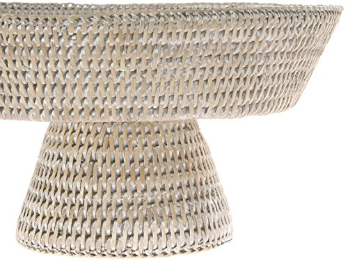 KOUBOO La Jolla Rattan Fruit Bowl, 10.5 inches x 10.5 inches x 6 inches, White Wash