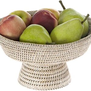 KOUBOO La Jolla Rattan Fruit Bowl, 10.5 inches x 10.5 inches x 6 inches, White Wash