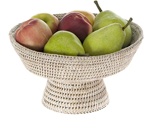 KOUBOO La Jolla Rattan Fruit Bowl, 10.5 inches x 10.5 inches x 6 inches, White Wash