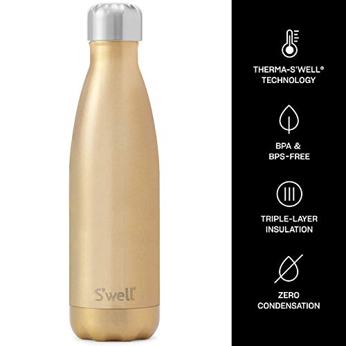 S'well Stainless Steel Bottle-17 Sparkling Champagne-Triple-Layered Vacuum-Insulated Containers Keeps Drinks Cold for 41 Hours and Hot for 18-with No Condensation-BPA Free Water, 17 fl oz