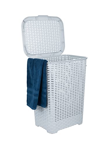 Superio Slim Deluxe Laundry Hamper Wicker, 60 Liter Ivory, Beige