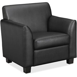 hon tailored soft thread leather club chair, black