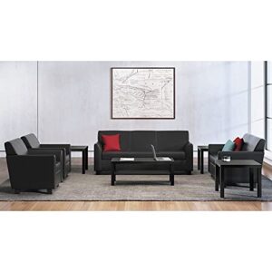 HON Circulate Tailored Two-Cushion Loveseat , Black SofThread Leather