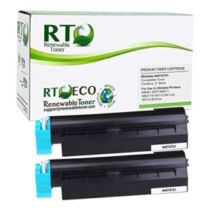 Renewable Toner Compatible Toner Cartridge Replacement for Okidata 44574701 Oki MB461 MFP MB471M B471W B411d B411dn B431d B431dn (Pack of 2)