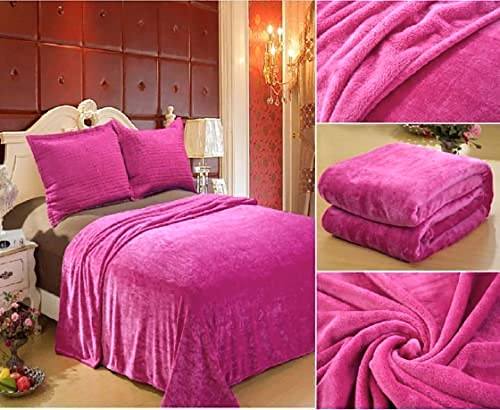 Home Must Haves Solid Hot Pink Affordable Bed Blanket Bedding Throw Fleece Super Soft Warm (Queen), (Hot Pink Blanket 1)