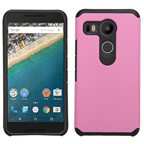 Asmyna Cell Phone Case for LG H790 (Nexus 5X) - Retail Packaging - Black/Pink