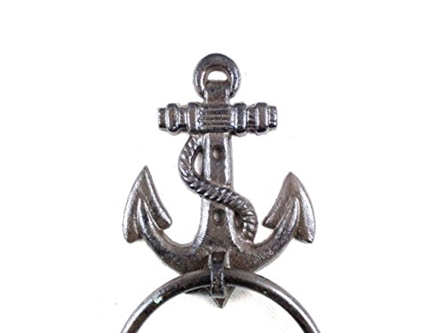 Cast Iron Anchor Towel Holder 8.5 Inch - Anchor Decoration - Metal Wall Art