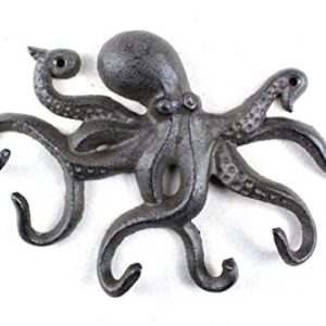 Cast Iron Octopus Hook 11 Inch - Decorative Hook - Sealife Metal Wall Hook