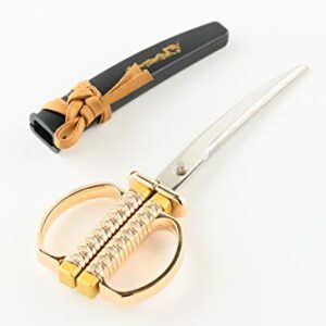 NIKKEN SW-50G Knife Seki Denno Beauty Japanese Sword Scissors, Gold Dragon Model, Hanging Stand Included