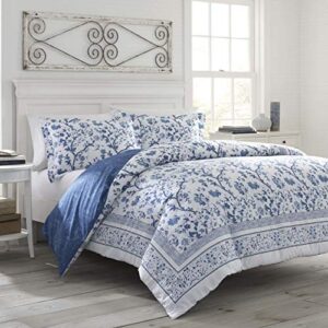 Laura Ashley - Full Comforter Set, Cotton Bedding with Matching Shams & Bed Skirt, Stylish Home Decor (Charlotte Blue, Full)